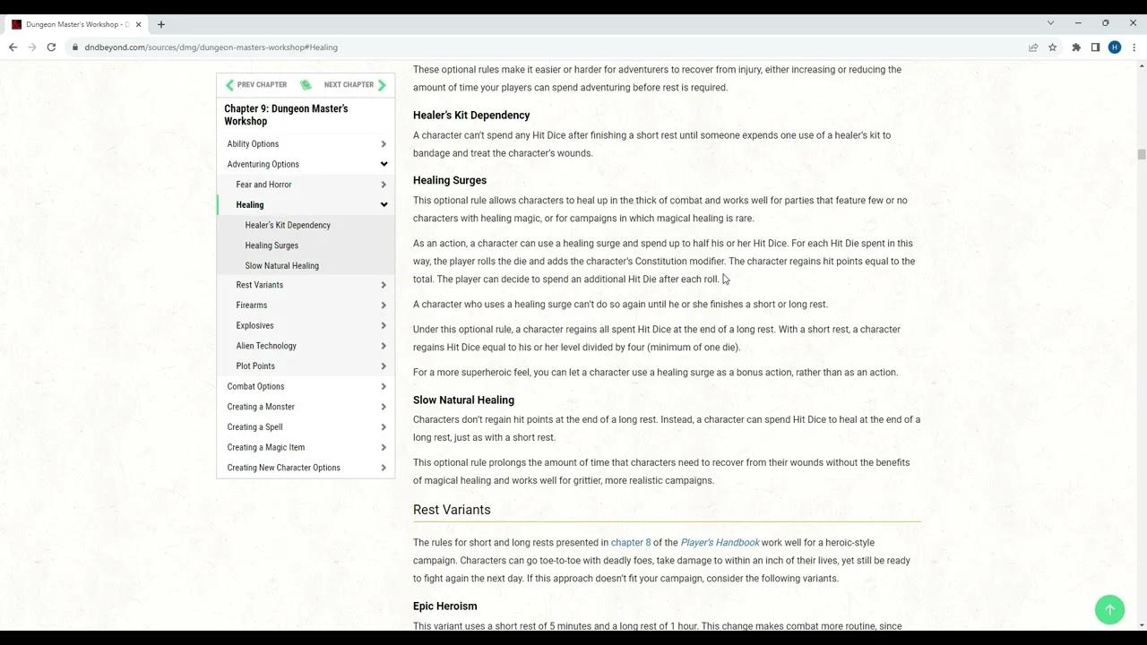 healing surges optional rule in dnd 5e