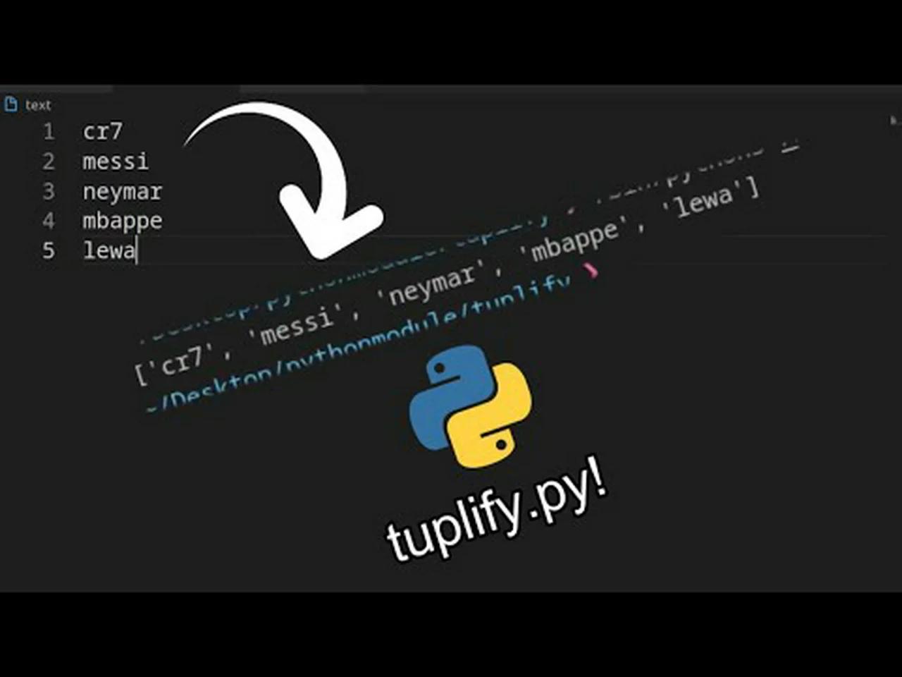A simple python module that converts the elements of each and every line in a text file to a tuple