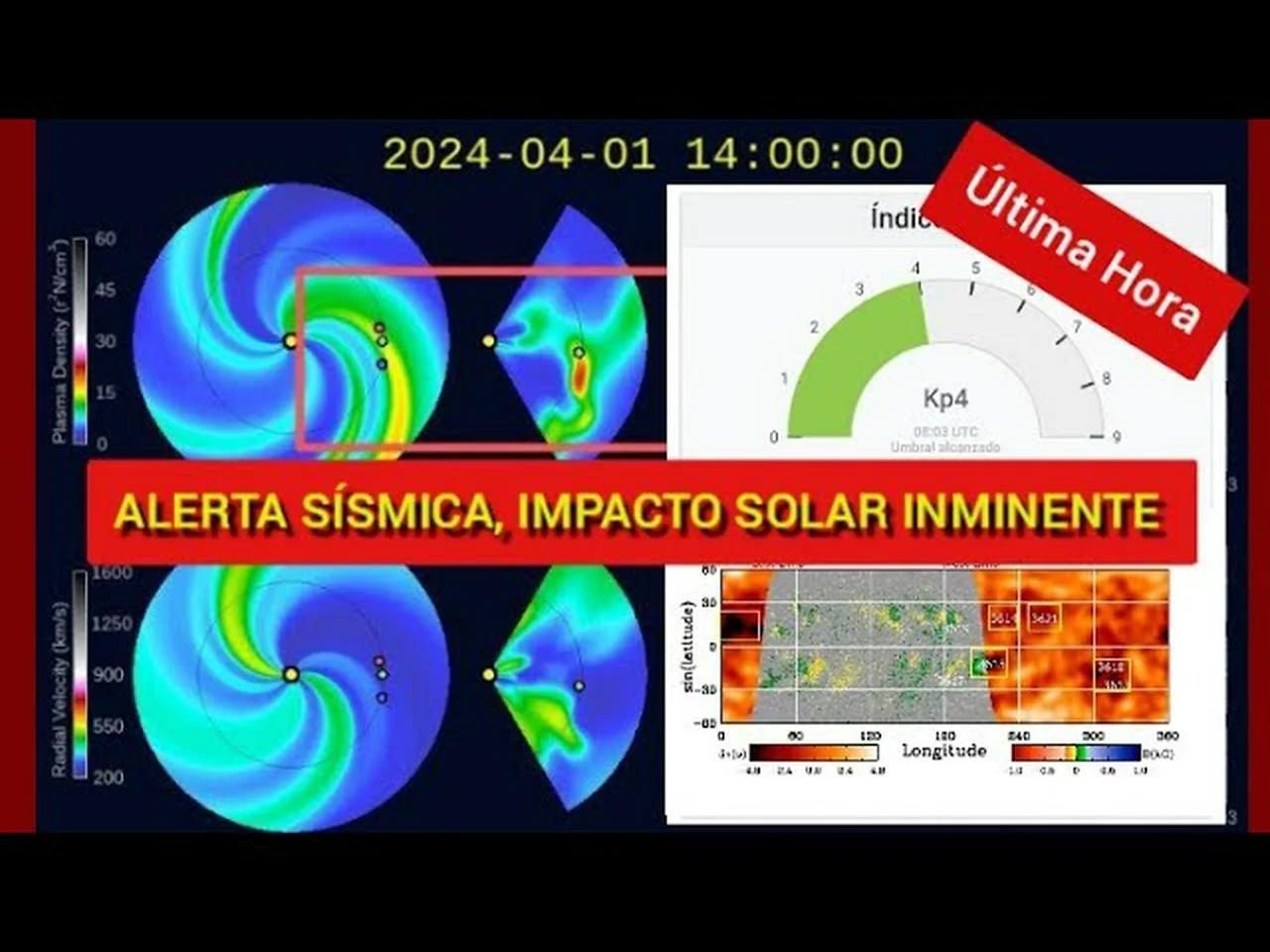 ALERTA SÍSMICA, IMPACTO SOLAR INMINENTE