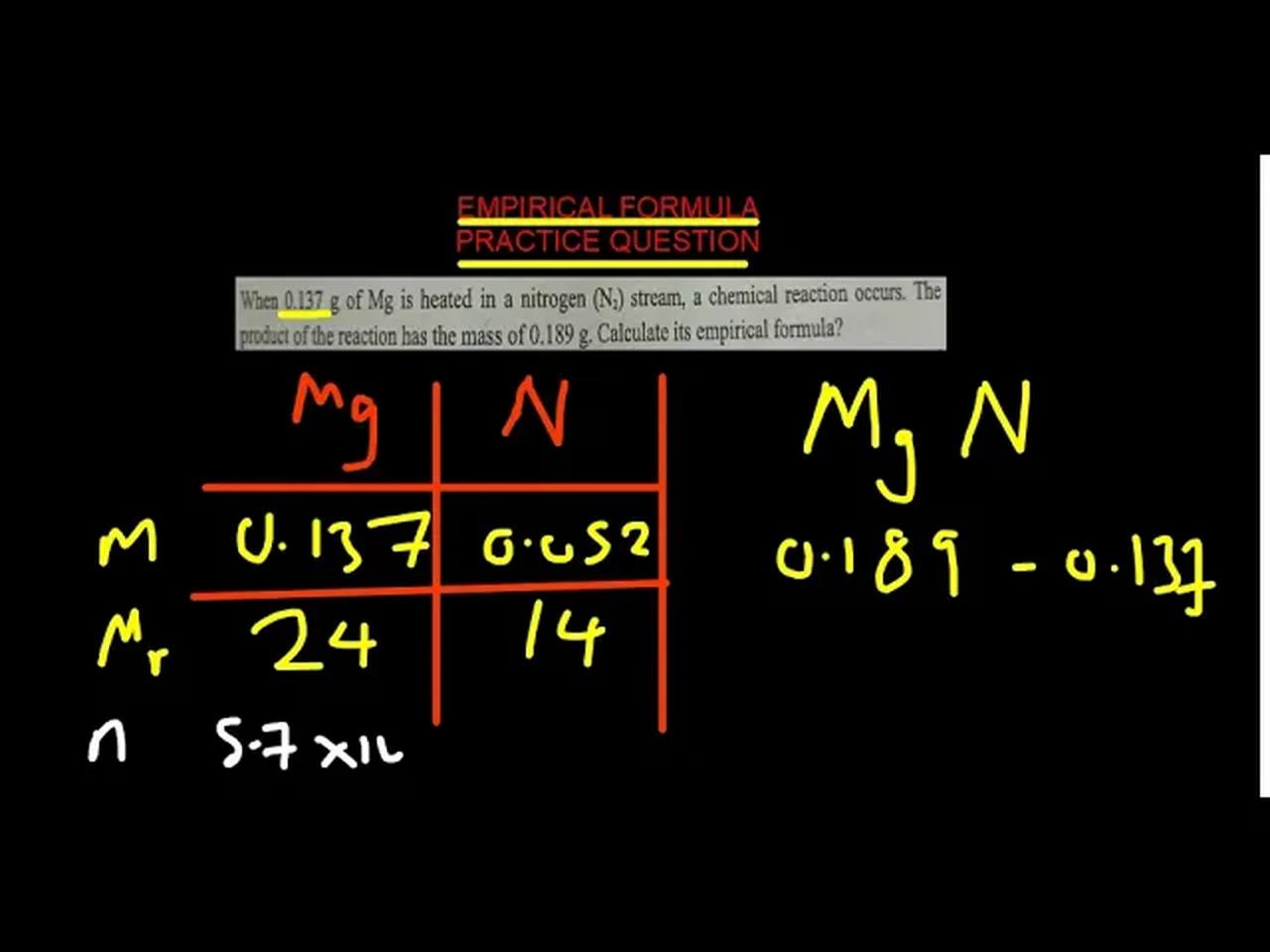 EMPIRICAL FORMULA PRACTICE PROBLEM