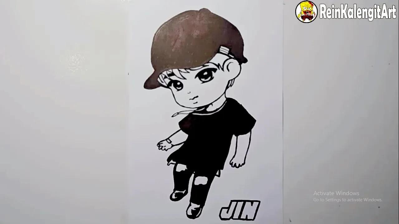 MENGGAMBAR BTS CHIBI JIN