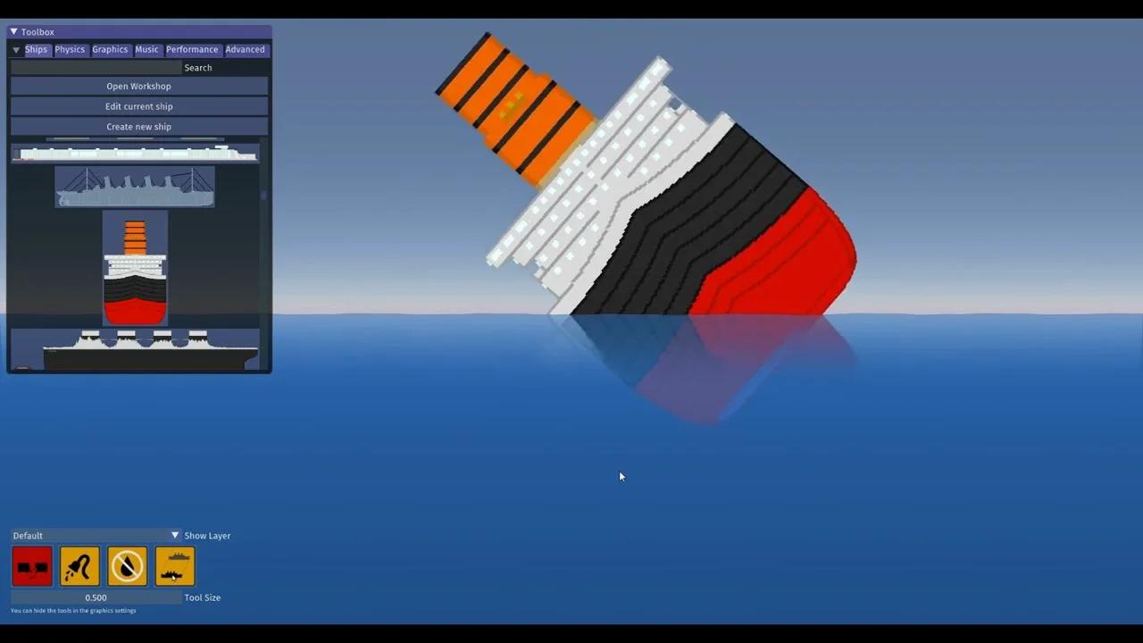 Sinking Simulator - Goliath sinking (Front view)