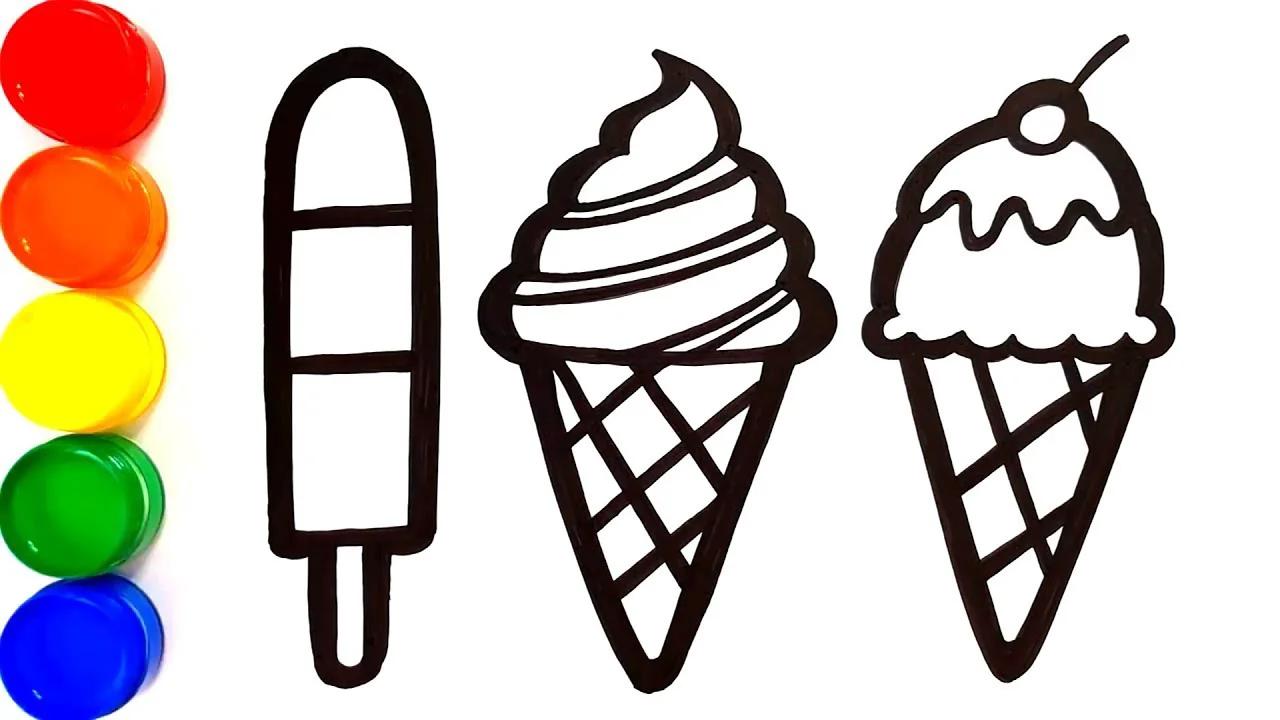 Ice Cream Drawing, Painting and Coloring for Kids | Learn Colors | How ...