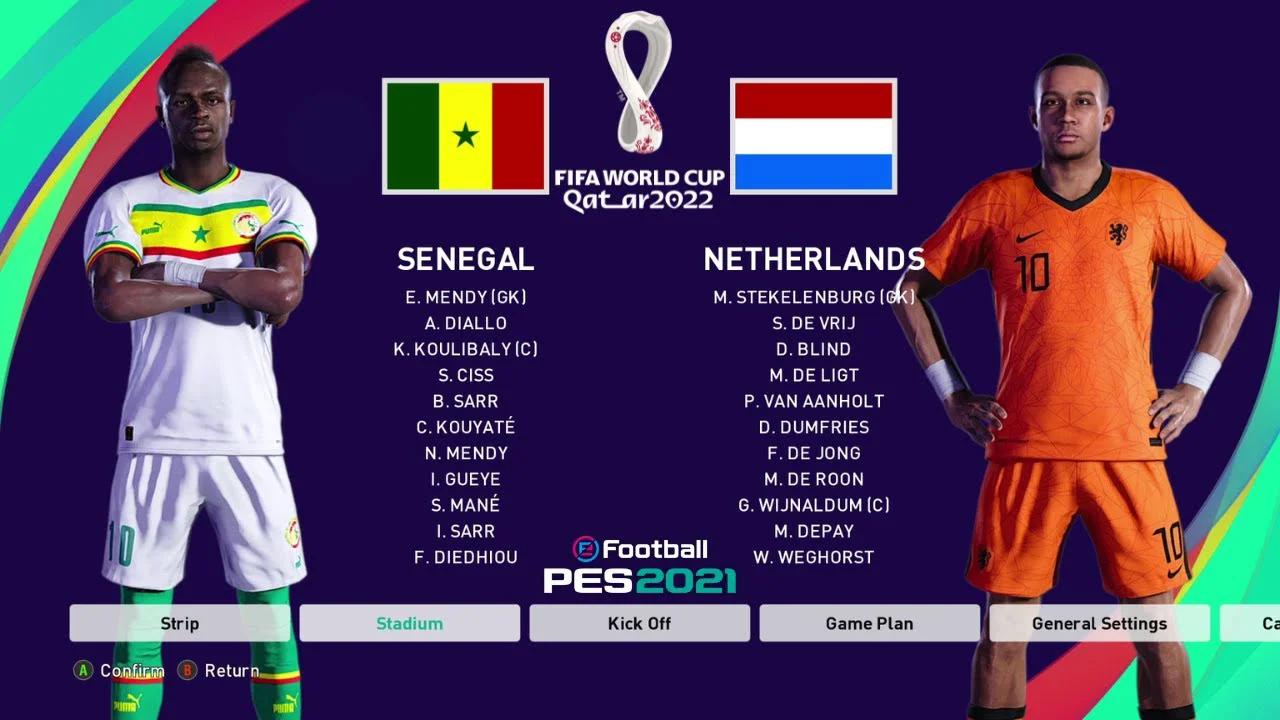 PES 2021 • SENEGAL vs HOLANDA •World Cup Qatar 2022 • Ultra Realistic ...