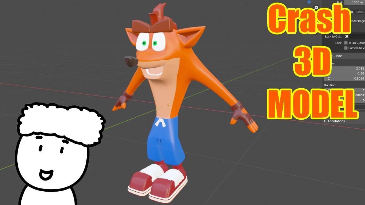 Crash Bandicoot 3D Model in Blender