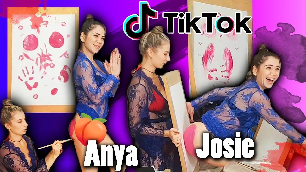 BEAUTIFUL GIRL VIRAL TIK TOK PAINTING!! IN TRANSPARENT LINGERIE | Josephine Stali & Anya P. life