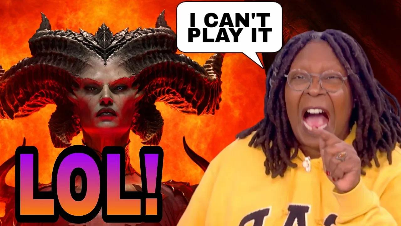 WHOOPI GOLDBERG Crying She Can't Play DIABLO 4 on Her 'Apple'