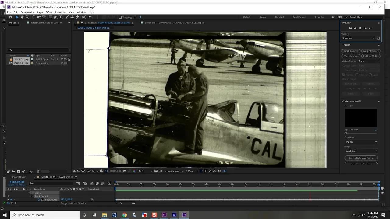 STABILIZING ANTIQUE CELLULOID FILM IN ADOBE AFTER EFFECTS 2020