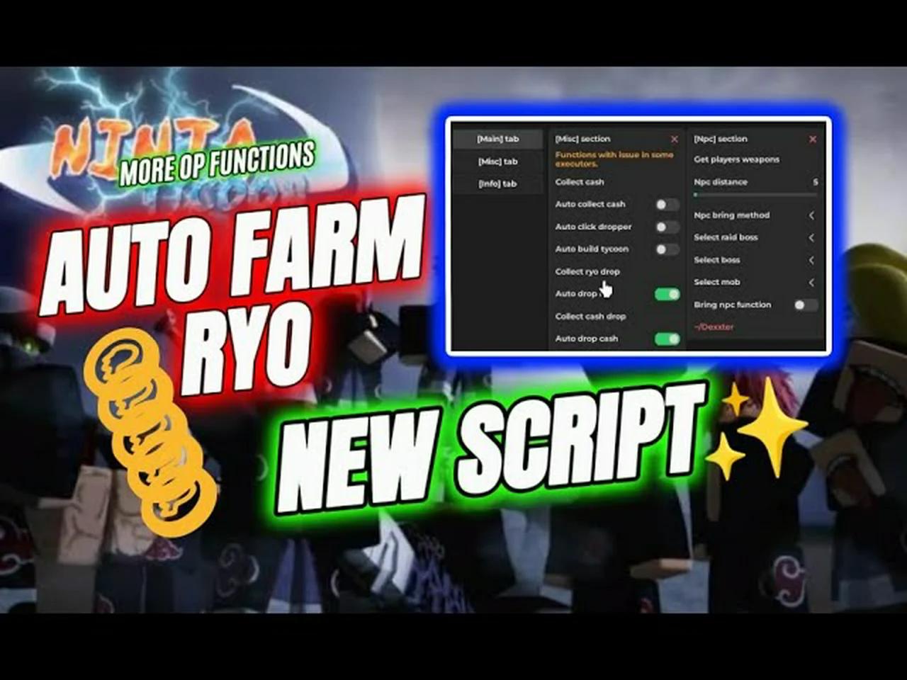 Roblox Ninja Tycoon Script Auto Farm Ryo – Key System Included (Roblox)