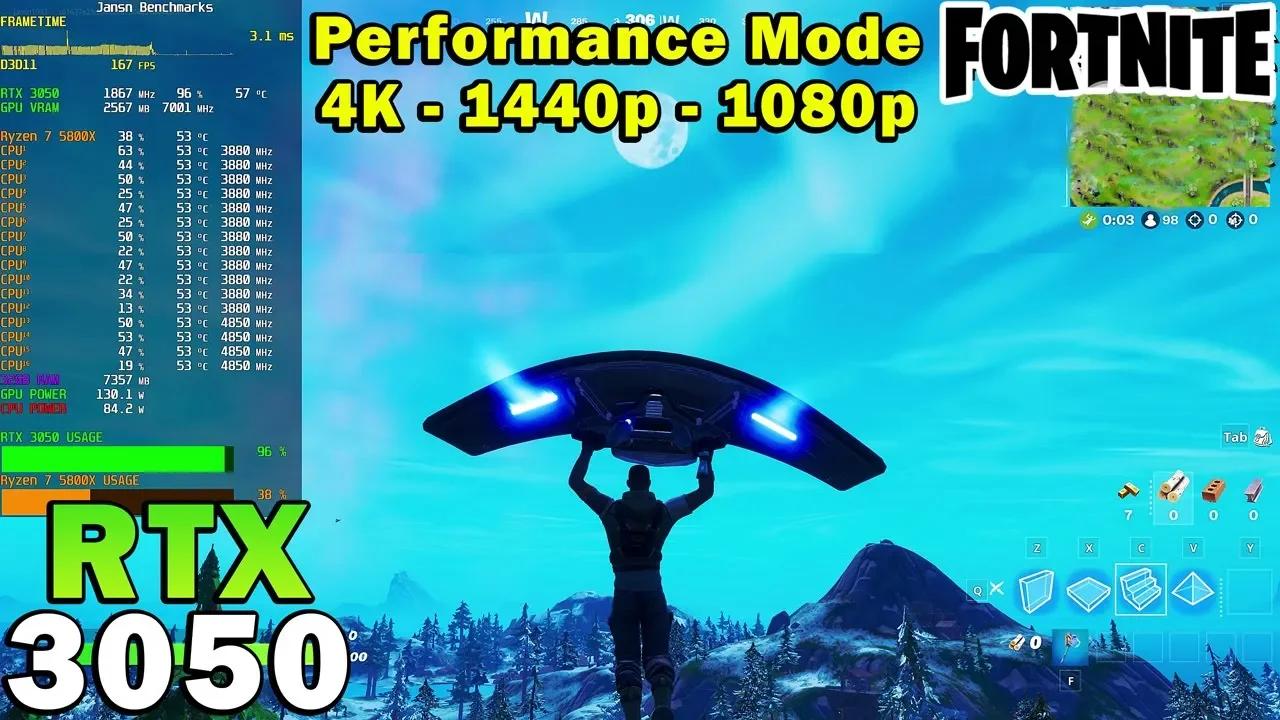 Fortnite Performance Mode | RTX 3050 | Ryzen 7 5800X | 4K - 1440p ...