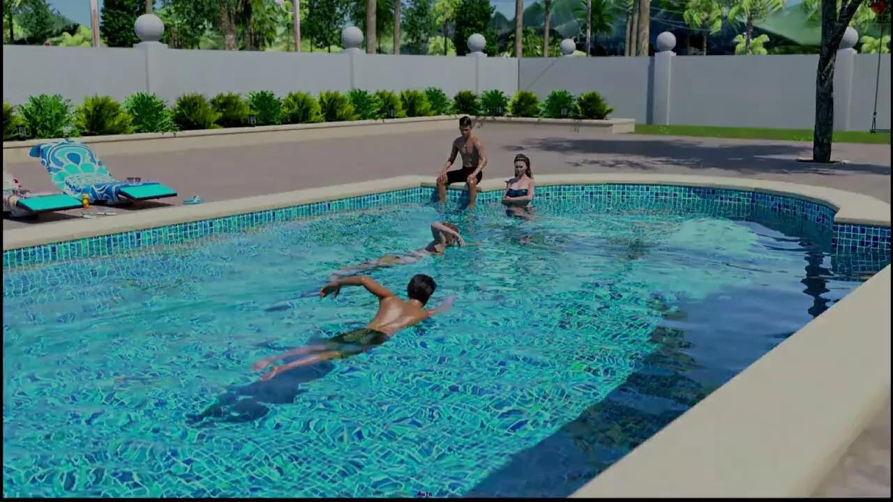 AWAM #24 Sophia,Sam,Dylan and Amber had fun in the pool