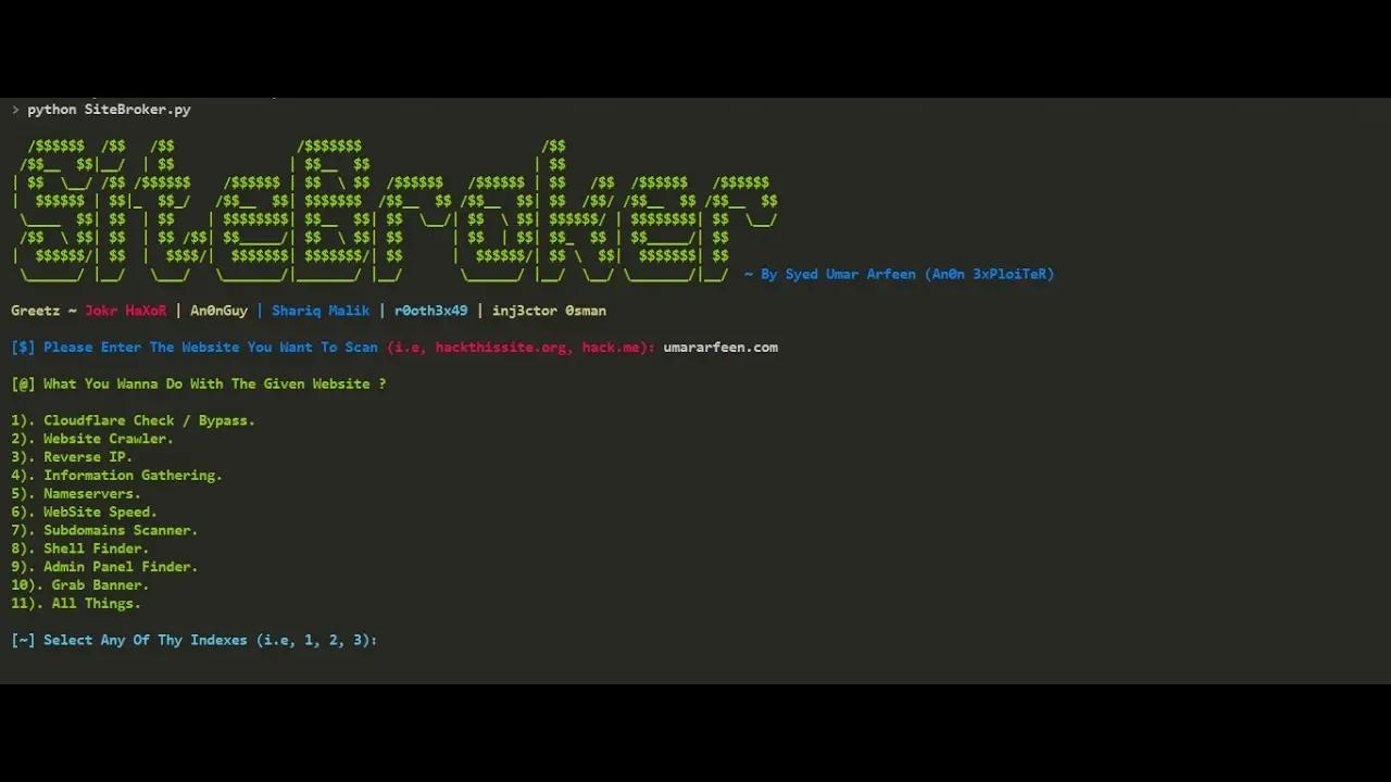 SiteBroker-A cross-platform python based utility for information gathering