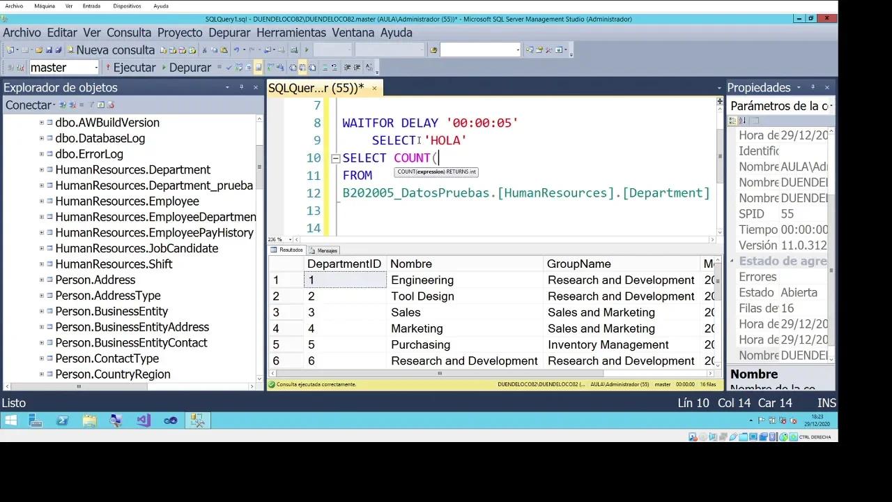 SQL Como usar WAITFOR TIME y DELAY