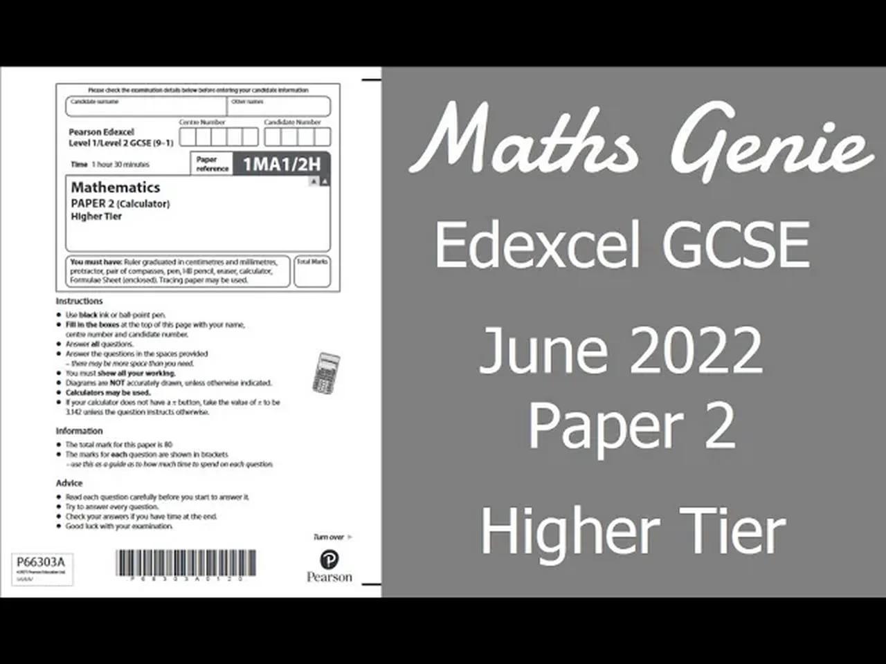 Edexcel GCSE Maths June 2022 2H Exam Paper Walkthrough