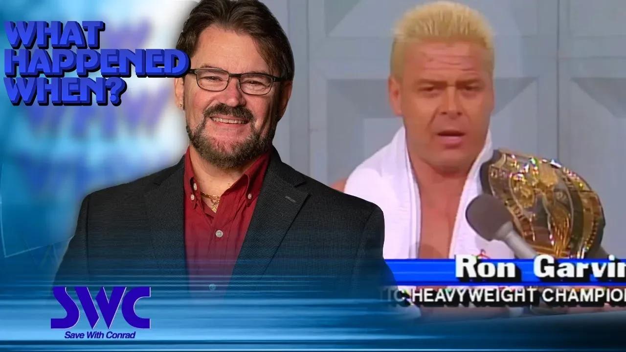 Tony Schiavone calls a Ron Garvin promo as MID ATLANTIC CHAMPION