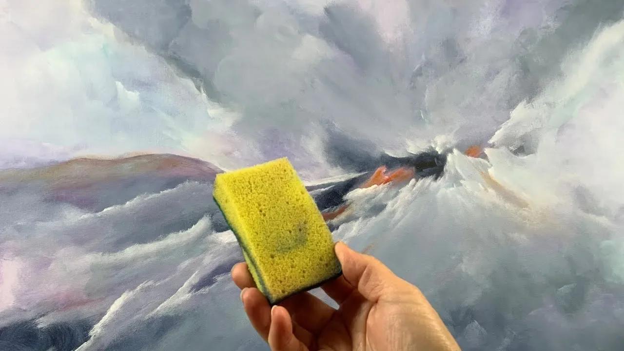 Using A Sponge~Atmospheric Landscape or Ethereal Abstract Painting? #359