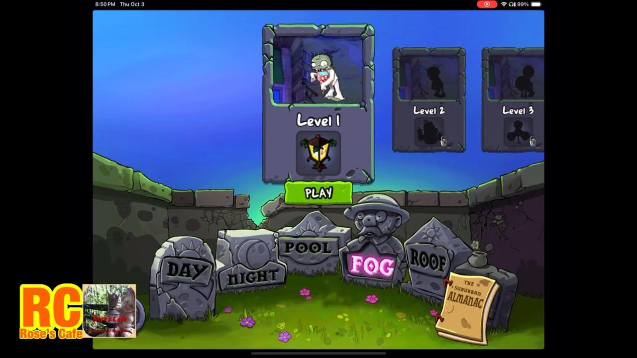 Plants vs Zombies Fog Level 1