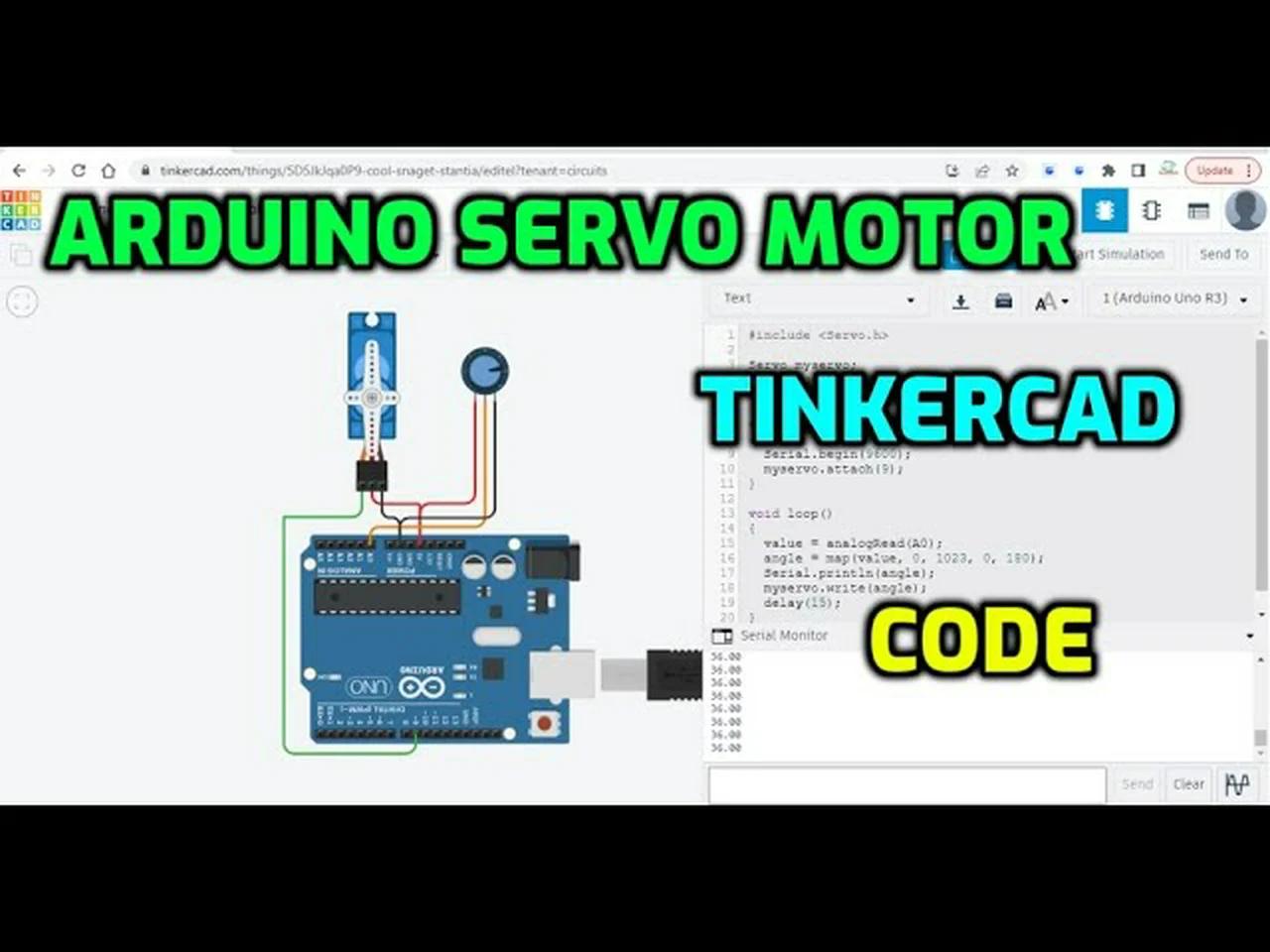 Tinkercad Arduino Servo Motor Control With Potentiometer