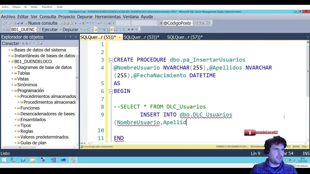 SQL Procedimiento Almacenado para insertar datos SQL Procedimiento Almacenado para insertar datos