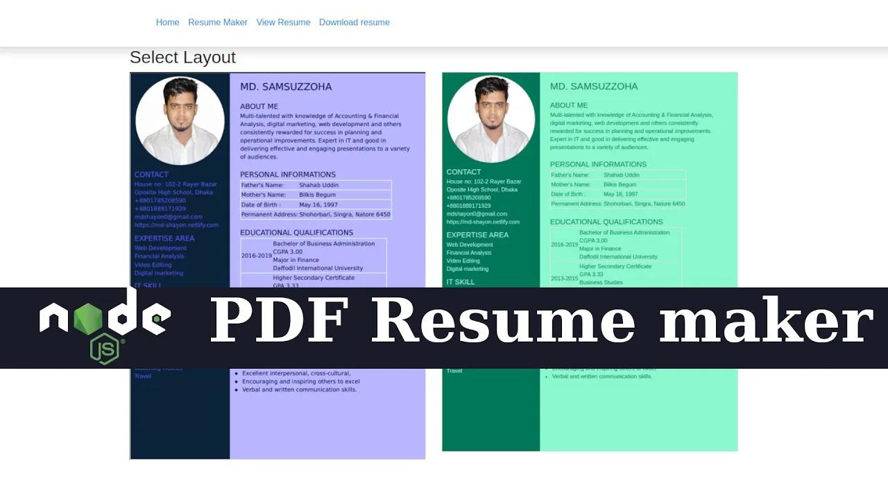 Nodejs Pdf Cv Resume Maker 9 Getting Forms Data And Manipulate Name