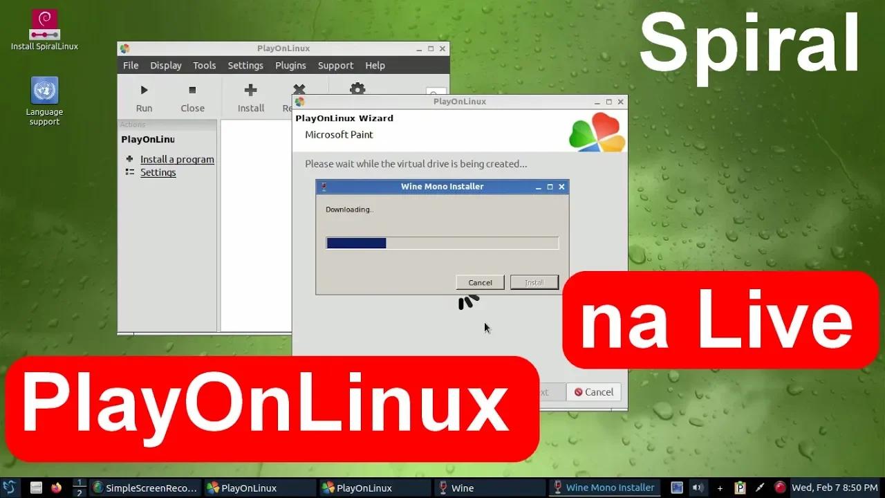 Spiral Linux LXQt live no pendrive. Instalando PlayOnLinux e Programas do Windows. Muito Bom.