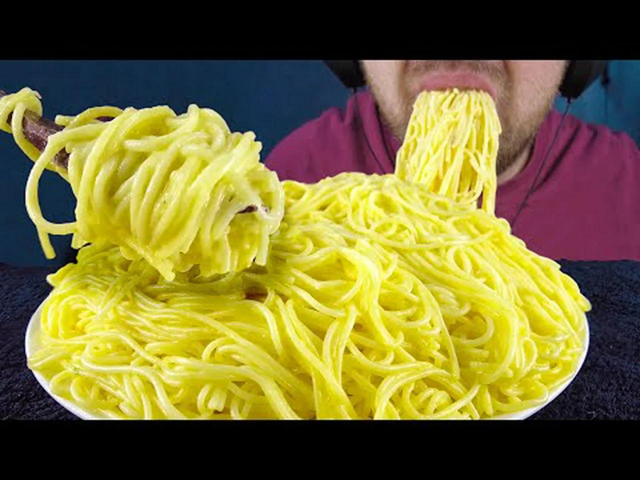 ASMR CHEESE PASTA FULL LARGE PLATE SPAGHETTI NOODLES & CHEESE SAUCE ...