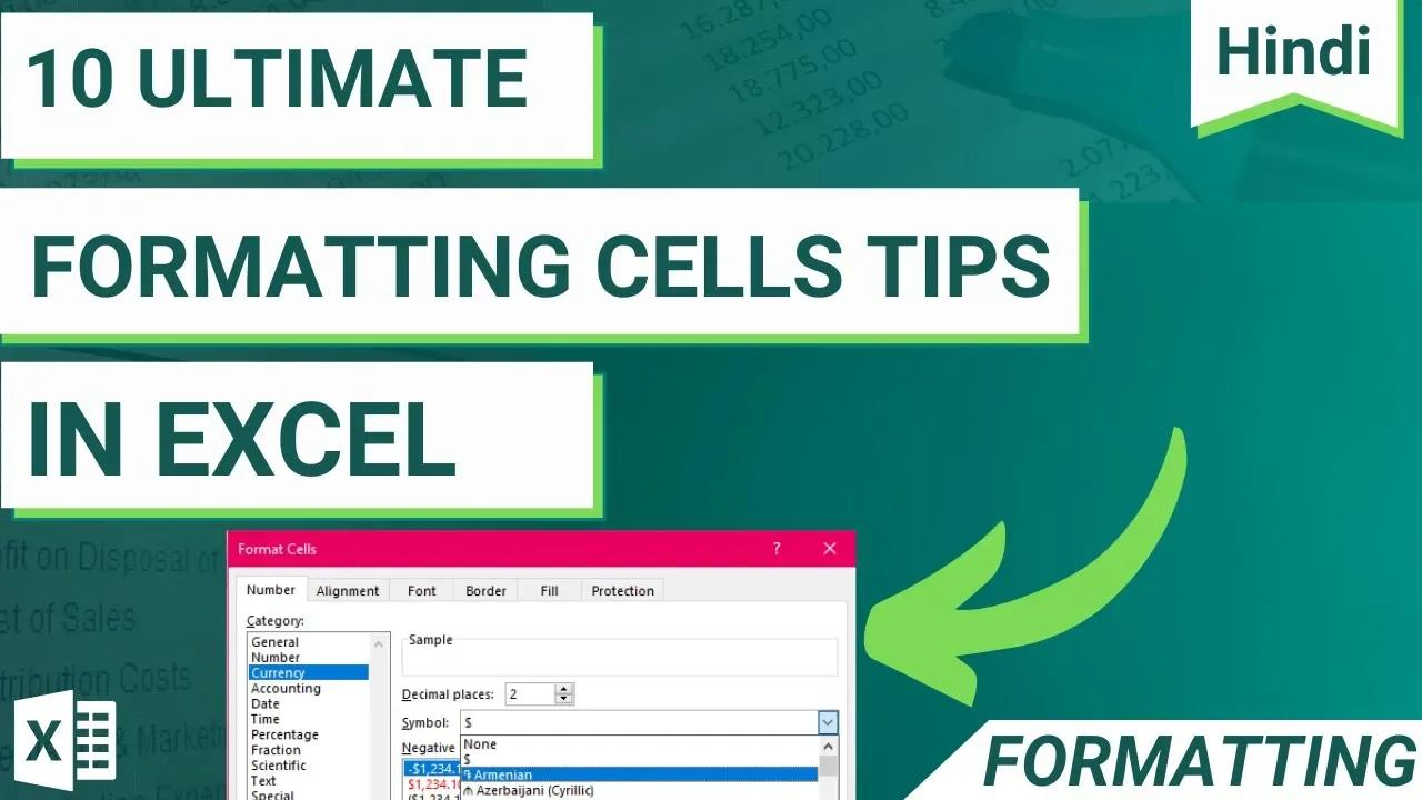 Formatting Cells In Excel | 10 Formatting Cells Tips | CTRL + 1 [Hindi]