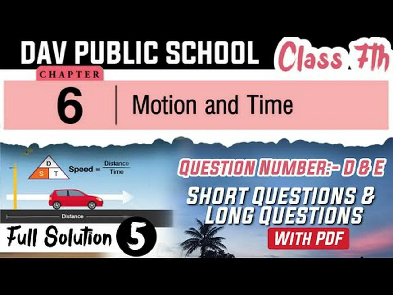 Chapter 6 | Motion and Time | Class 7 DAV Science | Question Answer ...