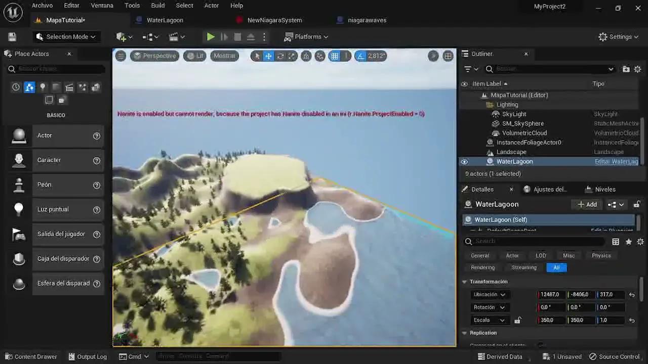 Unreal Engine 5.1 Como crear un juego RPG de A a Z #2(Follage, Water, Waterwave Niagara fluid style)