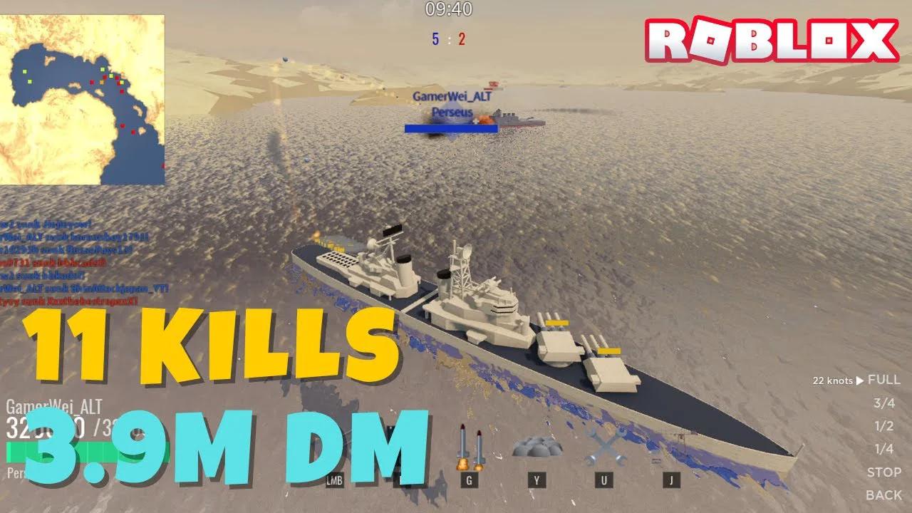 Roblox Warships | Persues | 11 KILLS | 3.9M Damage - Replay Gameplay