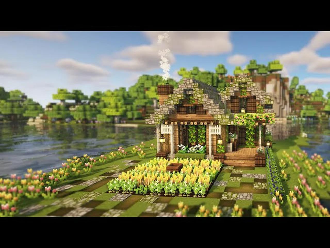 Minecraft Tutorial: How to Build a Aesthetic Waterside Cottage