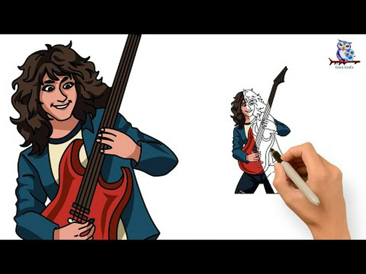 How to Draw Eddie Munson with Guitar - Stranger Things Season 4