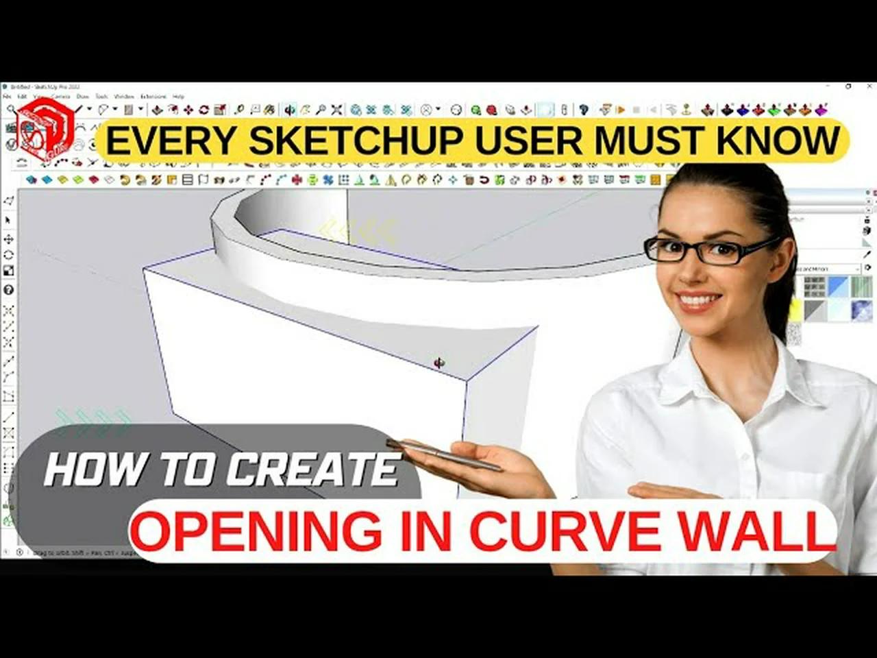 how to create opening in curve wall | sketchup tutorial