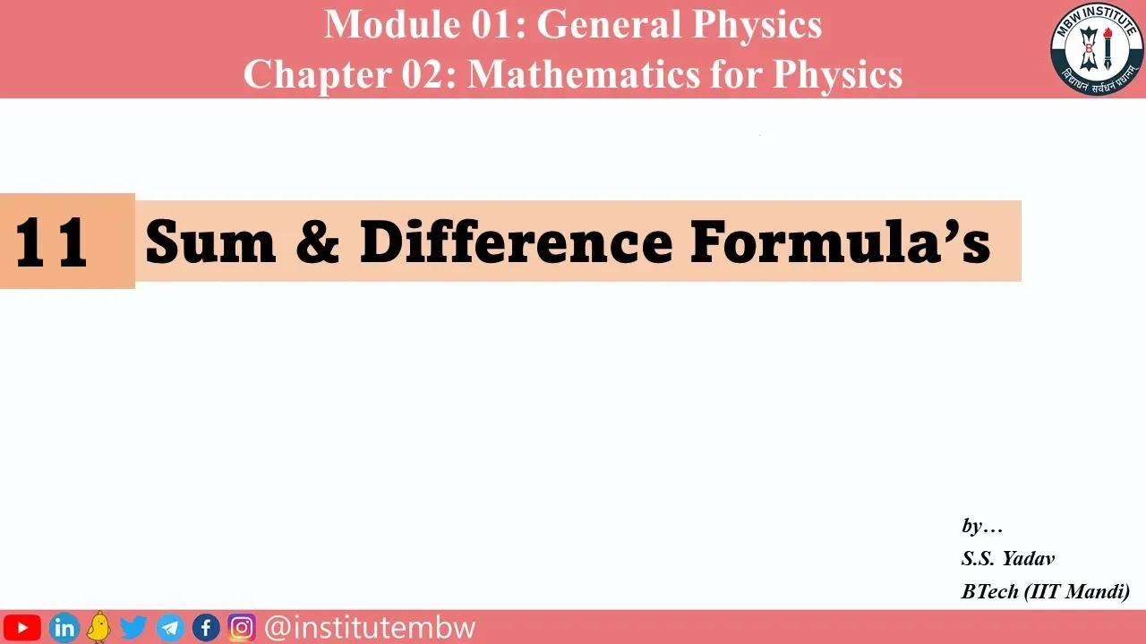 Sum & Difference Formulas | Chapter 02 | Module 01