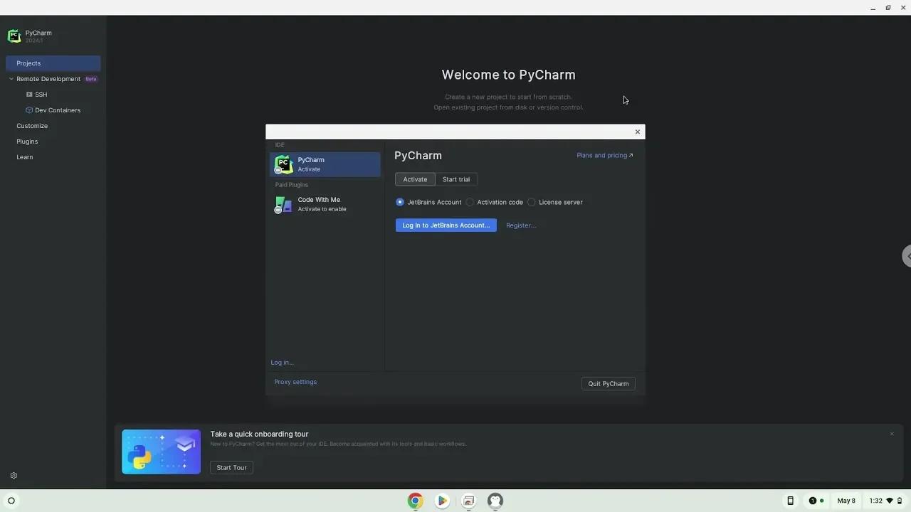 How to install PyCharm Professional Edition on a Chromebook in 2024