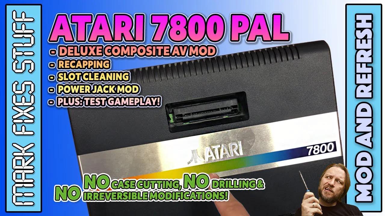 Atari 7800 AV & Power Mods with No Case Cutting - PAL Mod and Test!