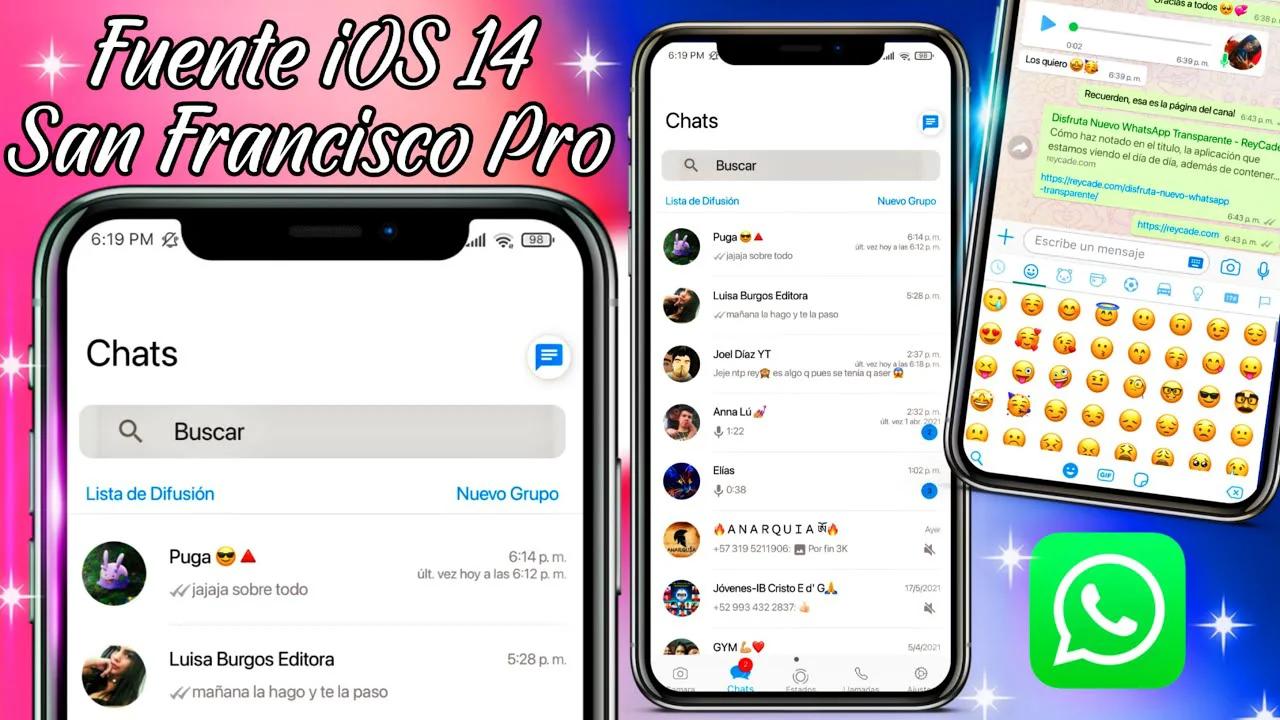 WhatsApp Estilo iPhone con fuente iOS 14 para Android