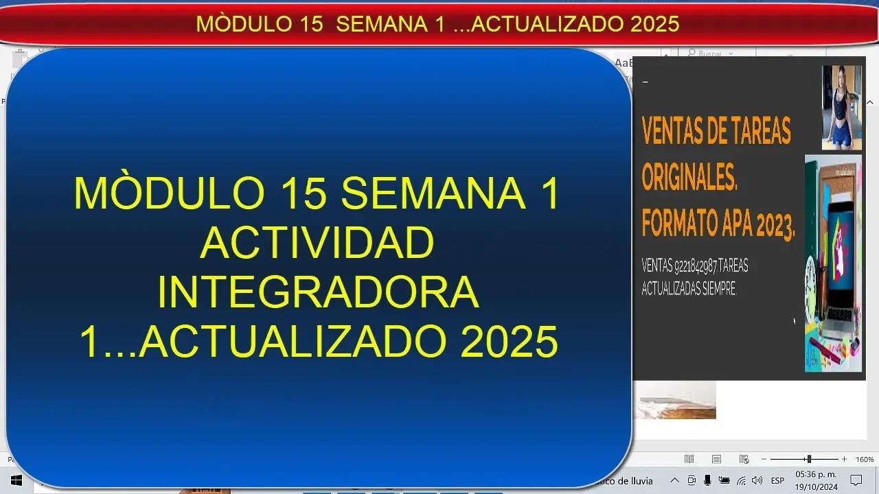 MÒDULO 15 SEMANA 1 ACTIVIDAD INTEGRADORA 1