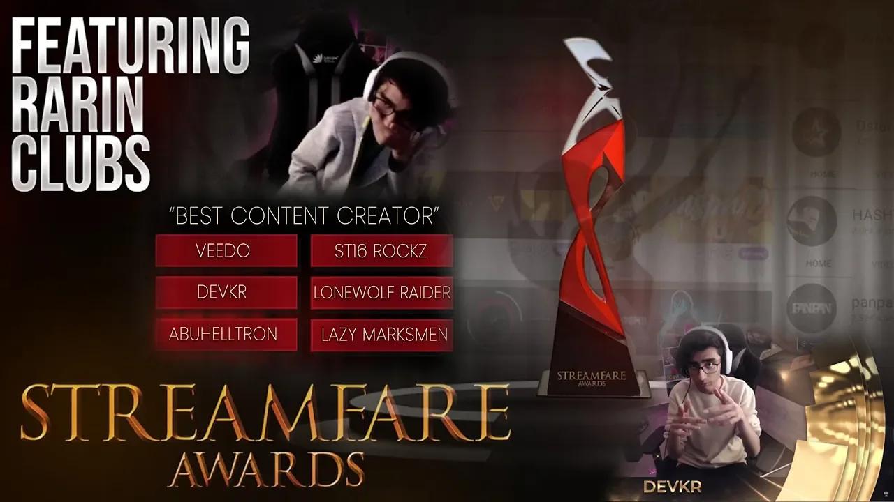 Winning Best Content Creator Award in Streamfare Awards ( hosted by ...