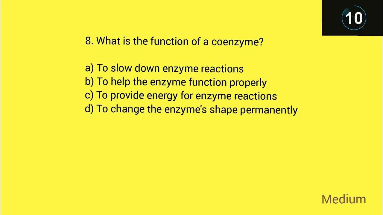 Biology Enzymes questions for grade 10&11