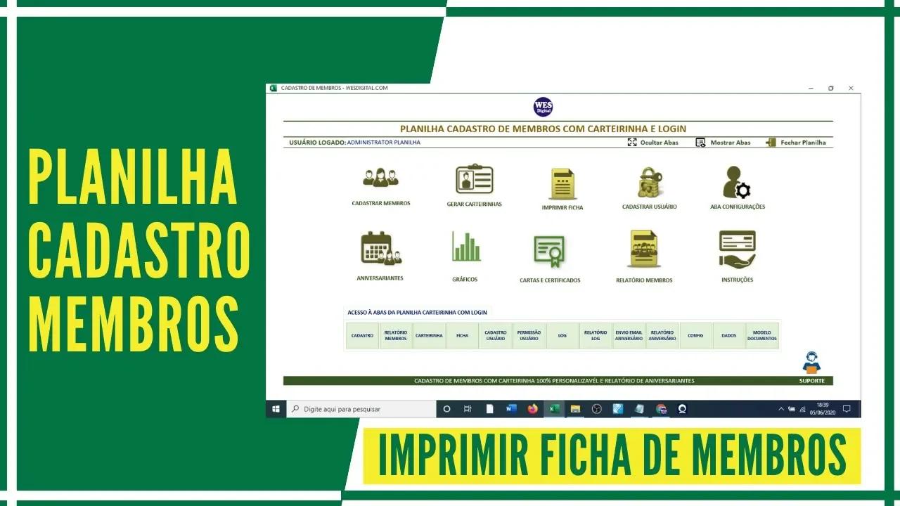 Ficha de Membro Planilha Cadastro de Membro Completa, Configurando ...