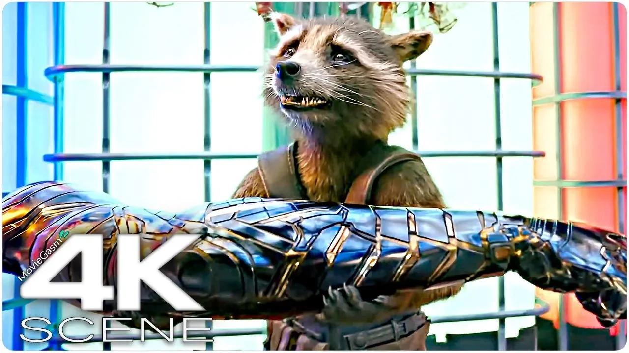 Rocket Gets Bucky's Vibranium Arm (2022) 4K Scene | Guardians Of The ...