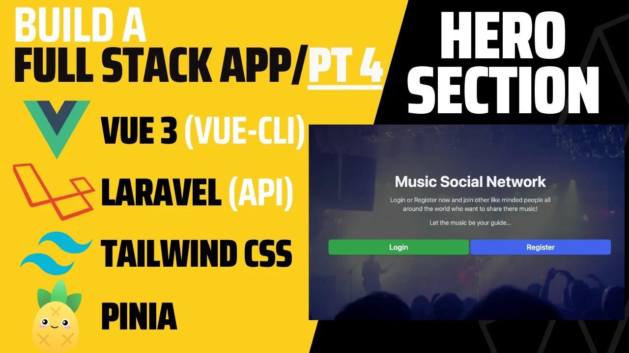 Tailwind Css Hero Section With Vue 3 Laravel Api Laravel 9 Vue 