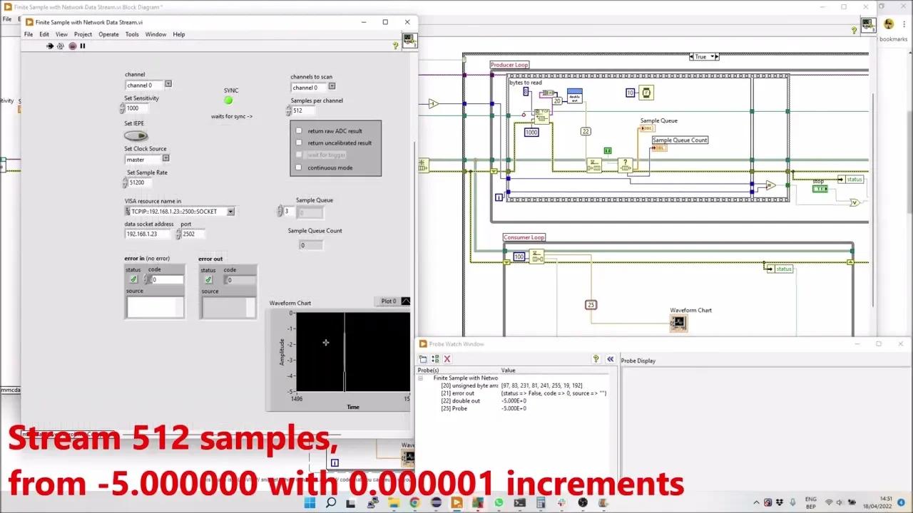 Raspberry Pi with DAQ hat as LabVIEW SCPI programmable instrument - stream data