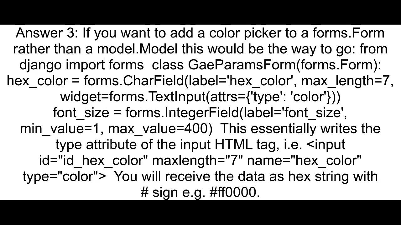 How to use HTML5 color picker in Django admin