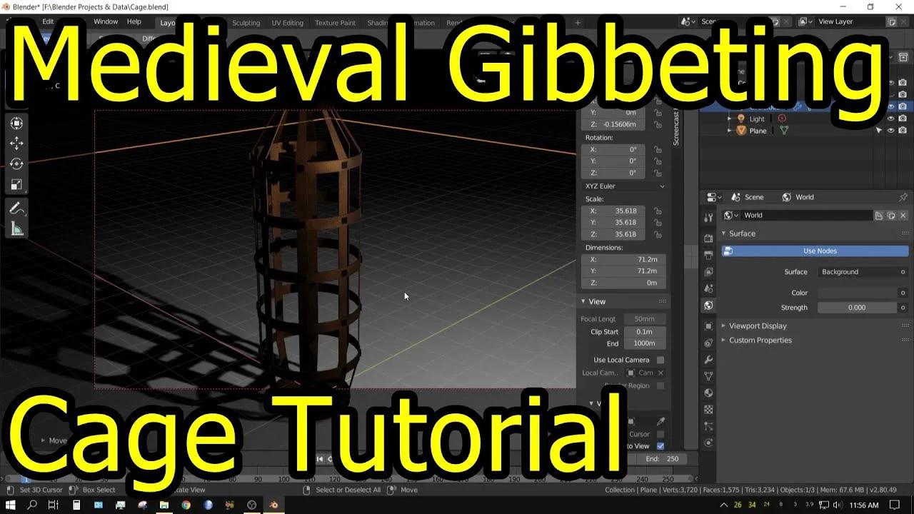 Medieval Gibbeting Cage BEGINNERS Tutorial - Blender 2.8 Eevee