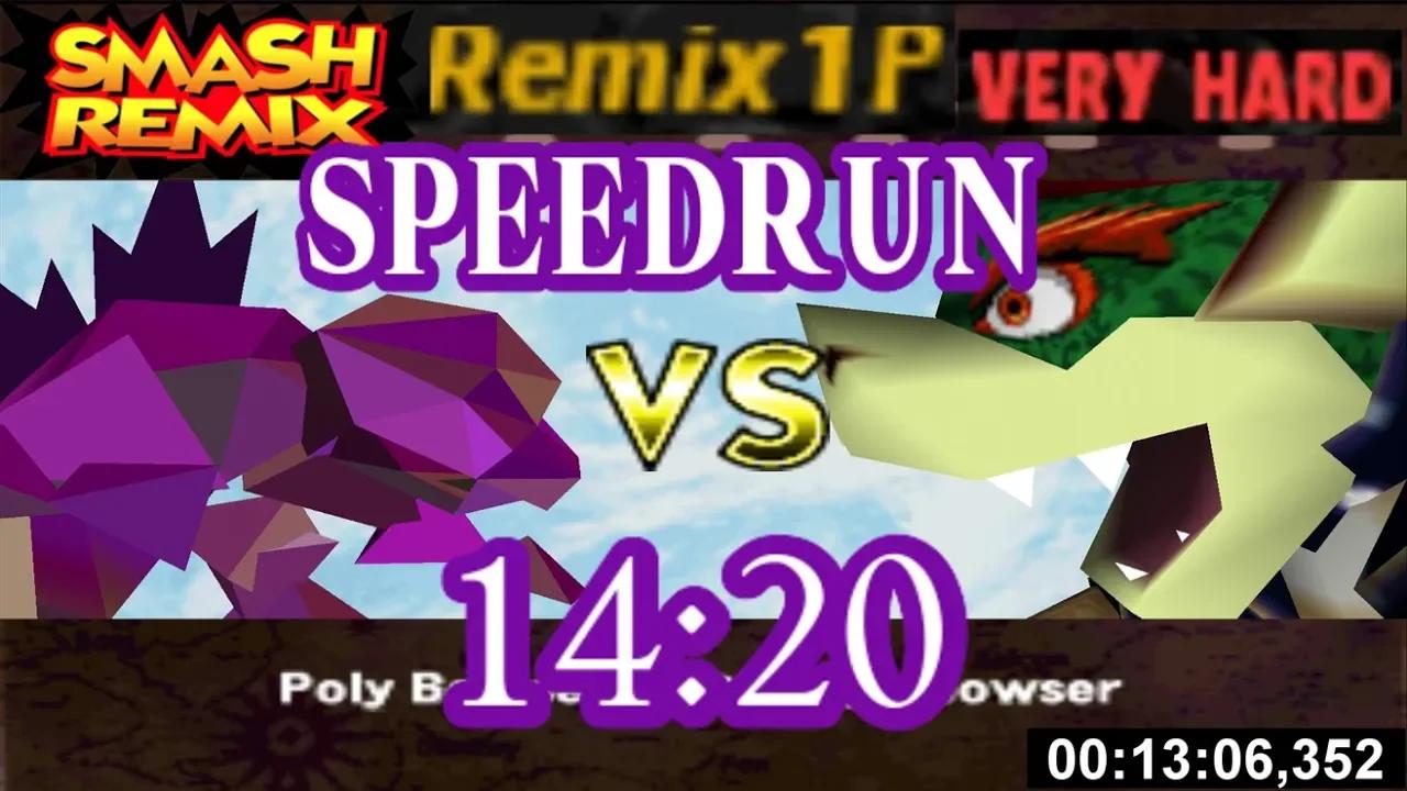 Smash Remix - Classic Mode Remix 1P Speedrun with Polygon Bowser (Very Hard) in 14:20