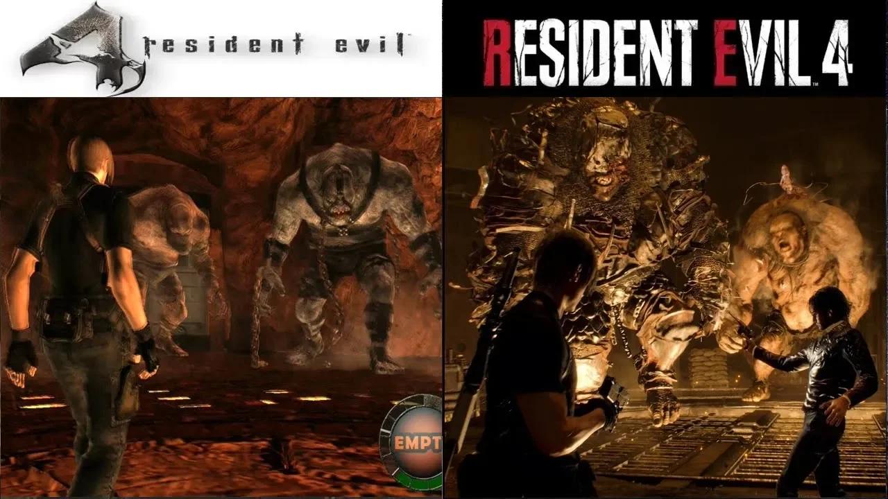 Resident Evil 4 Original VS. Remake Comparison - Twin Gigante Boss Fight