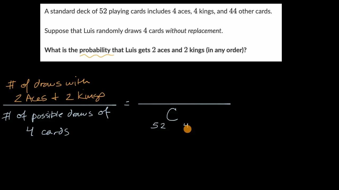 Probability with combinations example: choosing cards | Probability ...