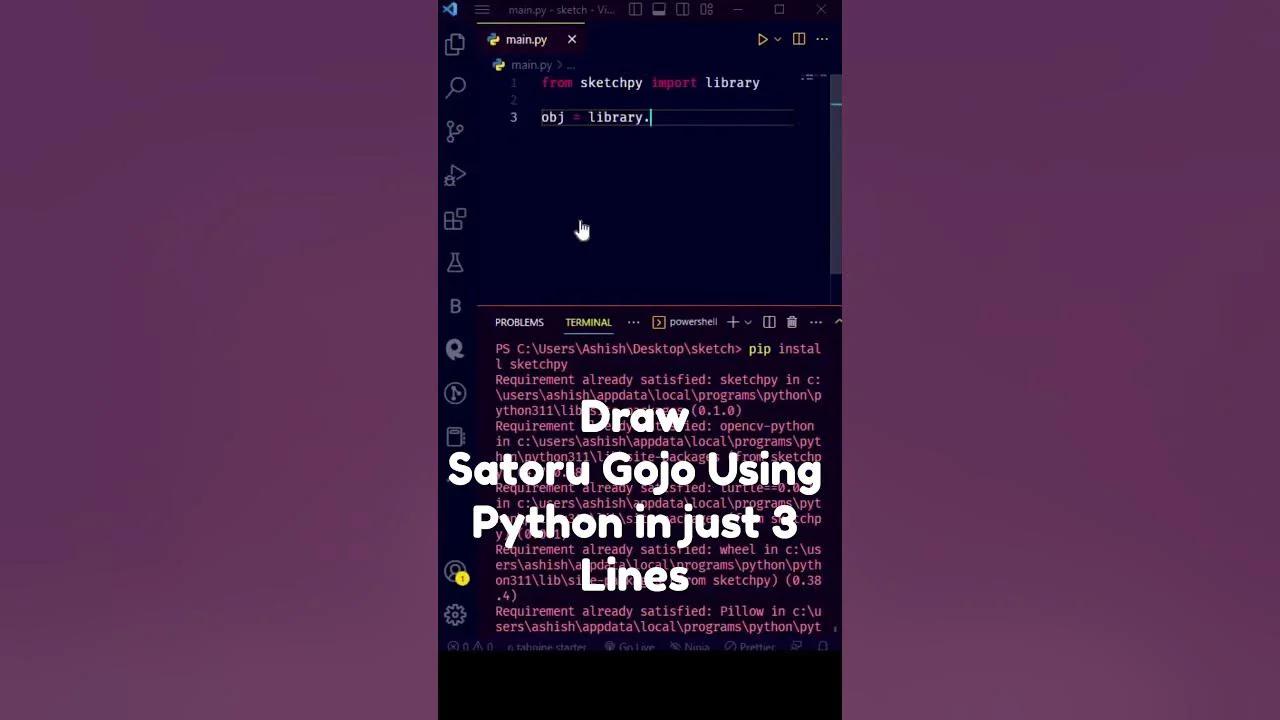 Draw Satoro Gojo Using Python Turtle Shorts Python Coding